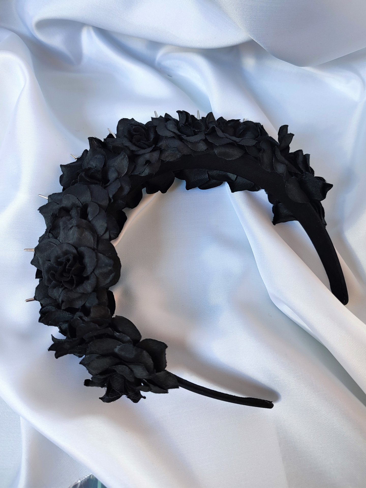 Bella Thorn Spiked Headband with Black Flowers | Little Moon Tree