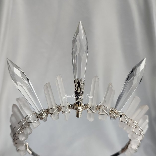 Ice Queen Crown with White Quartz and Glass Crystals | Little Moon Tree